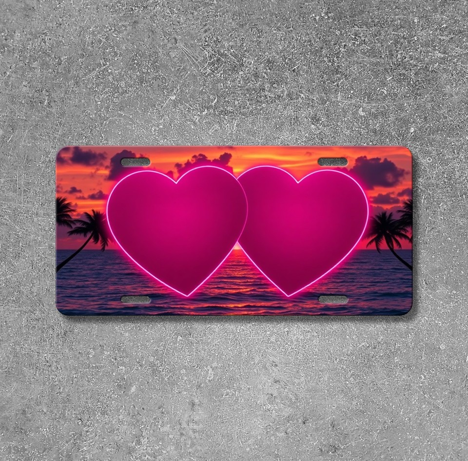 Lovely Couples Hearts Graphic Your Name License Plate Custom Made Front ...