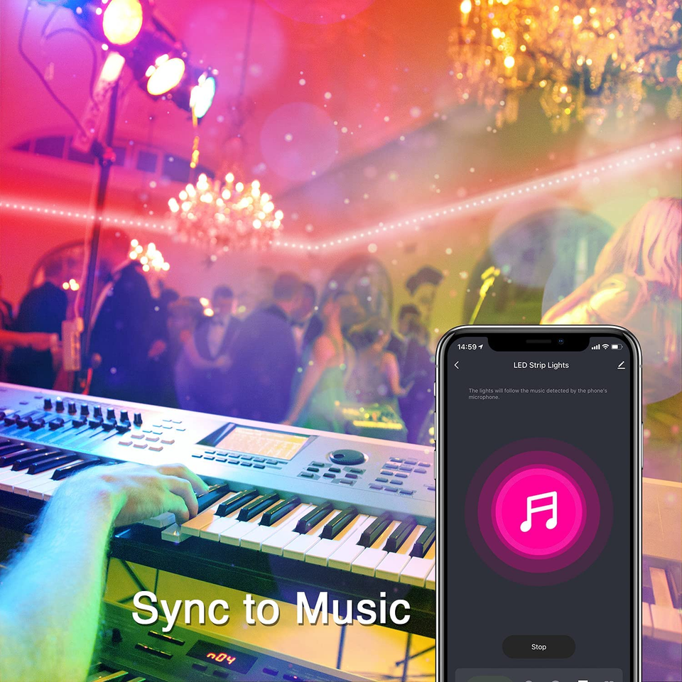 100 Ft LED Lights for Bedroom Music Sync Color Changing RGB LED Strip ...