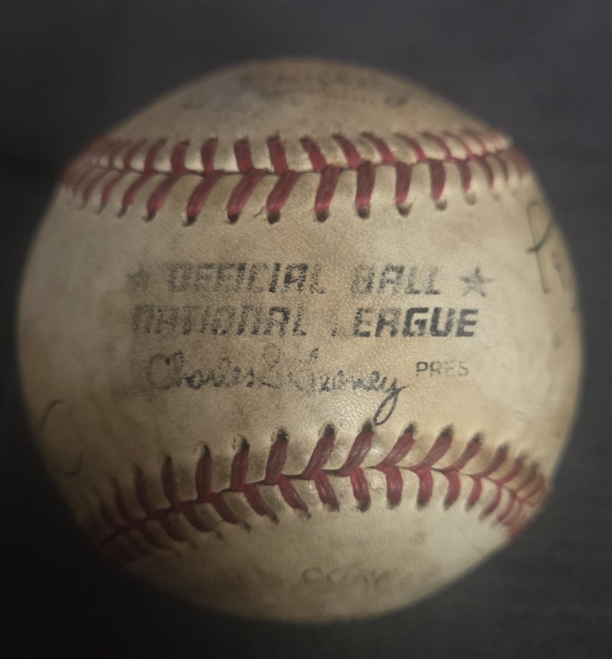 Joe Torre/Ron Romanick signed game used baseball HOF 1 of 1 UNIQUE NO ...