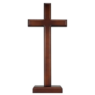 12.8" Wooden Cross – Standing or Hanging Christian Cross, Solid Wood ...
