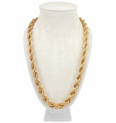 Men's 9mm Rope Chain Hip Hop RUN DMC 14K Gold Plated Necklace 20" 22 ...