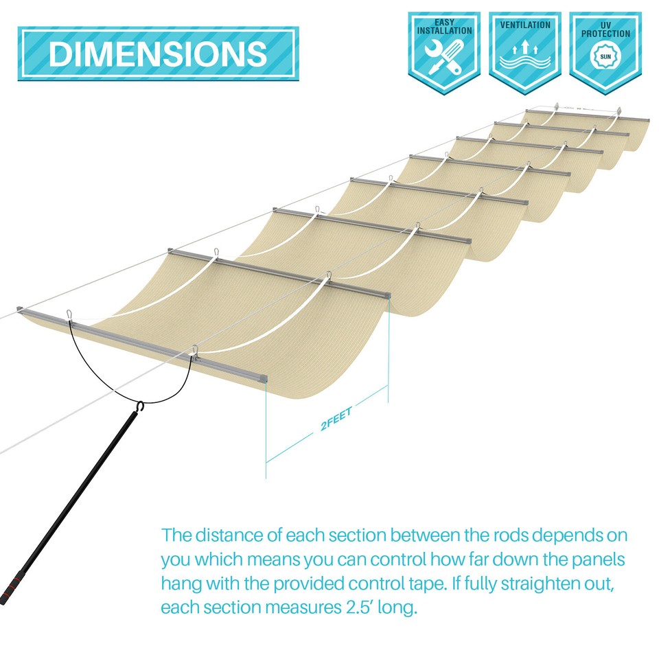 Retractable Slide on Wire Canopy Awning Roofing Replacement for Deck ...