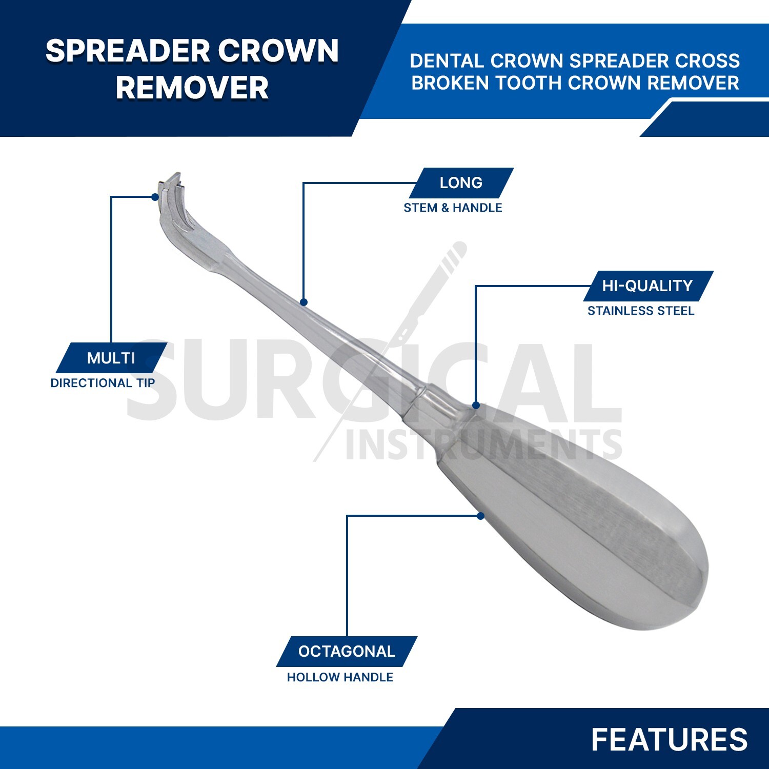 Offset Crown Splitter Remover Elevator Handle Dental Stainless German Grade | eBay