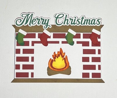 Merry Christmas Fireplace Die Cut Title Scrapbook Embellishment Card ...