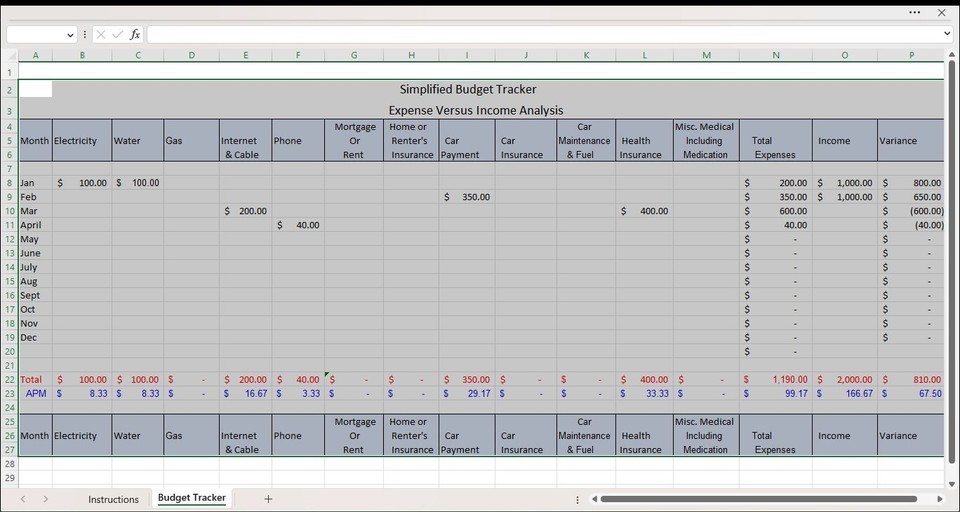 Simplified Budget Tracker Excel Spreadsheets, Template for PC or ...