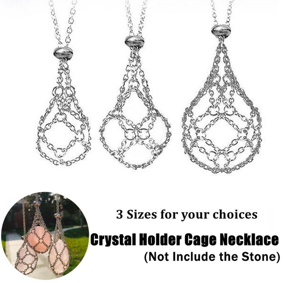 Stainless Steel Mesh Pendant Necklace Silver Color Adjustable Length 45 ...