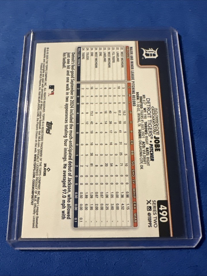 2025 Topps Series 2 - Jackson Jobe RC - Team Logo Border Variation ...