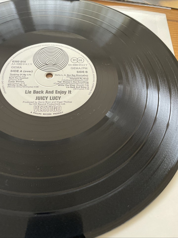 Juicy Lucy Lie Back And Enjoy It Vertigo Swirl German 1. Pressing Fold ...