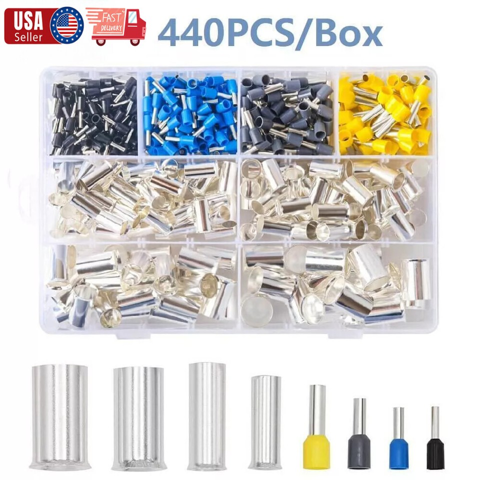 440Pcs Wire Ferrules Kits Ferrules Wire Ends Terminals Crimp Terminal ...