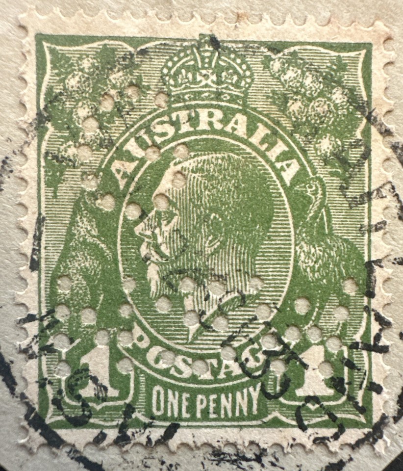 C1920 KGV King George V 1 d Green Shades/Errors on Paper Postmark ...