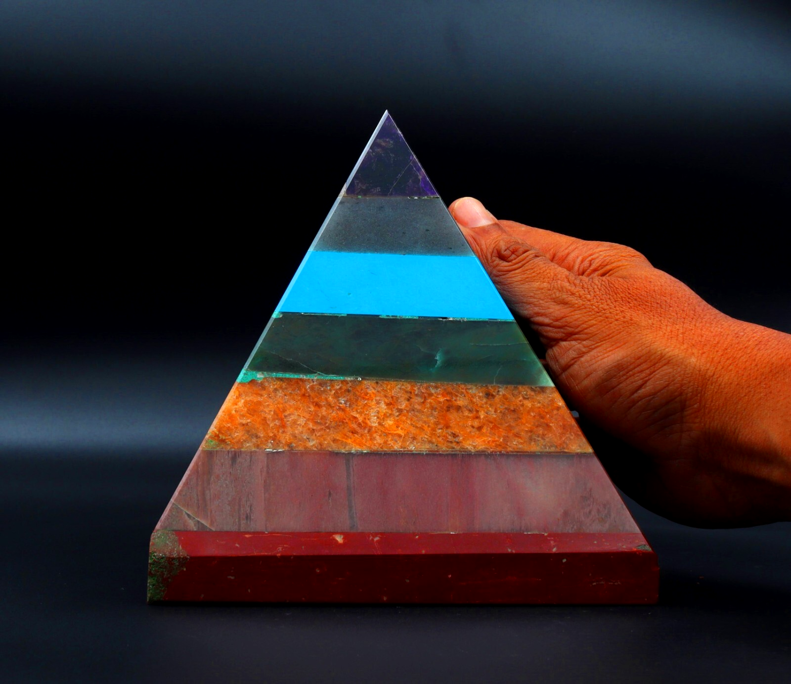 140MM Seven Chakra Gemstone Pyramid Natural Healing Egyptian Spiritual ...