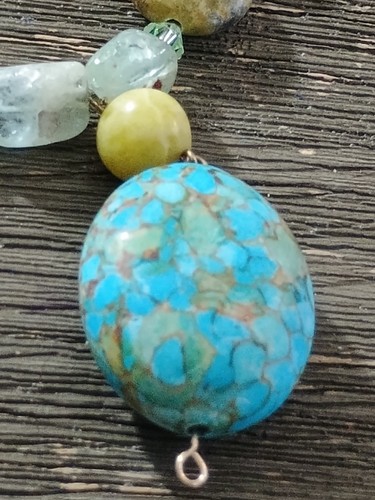 Turquoise Larimar Quartz Dendrite Glass Sterling Silver Closure ...