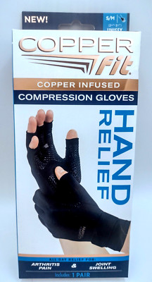 Copper Fit Hand Relief Compression Gloves Size S / M Unisex Arthritis ...
