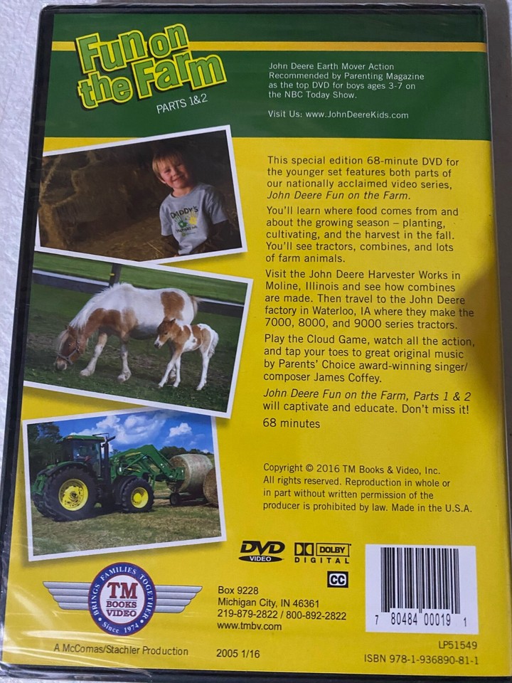 John Deere For Kids DVD: Fun on the Farm (Parts 1 & 2) **NEW/SEALED ...