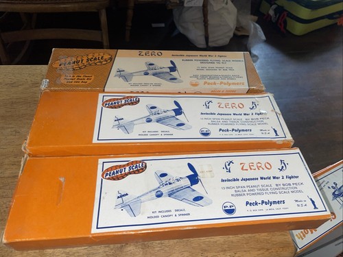 Vintage (3) Peck Polymers Zero Flying balsa Model Airplane Kit PP9 ...