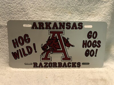 Vintage Arizona Booster License Plate Razorbacks Go Hogs! | eBay
