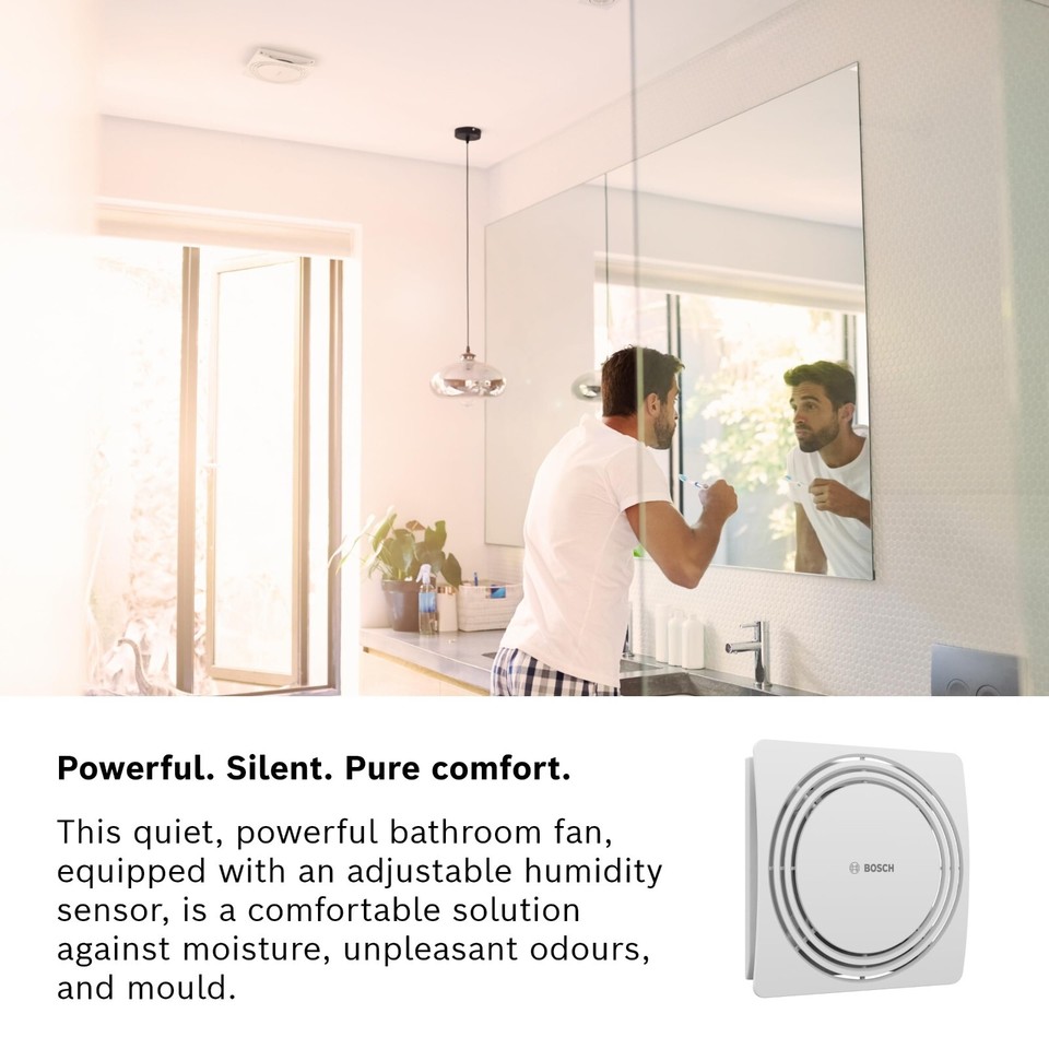 Bosch Silent Bathroom Fan 1900 DH W100 - Humidity Sensor, Quiet | eBay UK