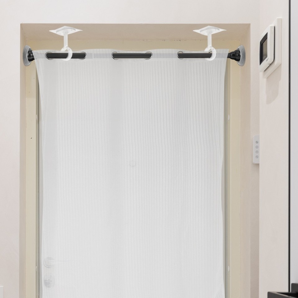 2 Pcs Ceiling Mount Curtain Rod Bracket No Drill Self Adhesive Hooks ...