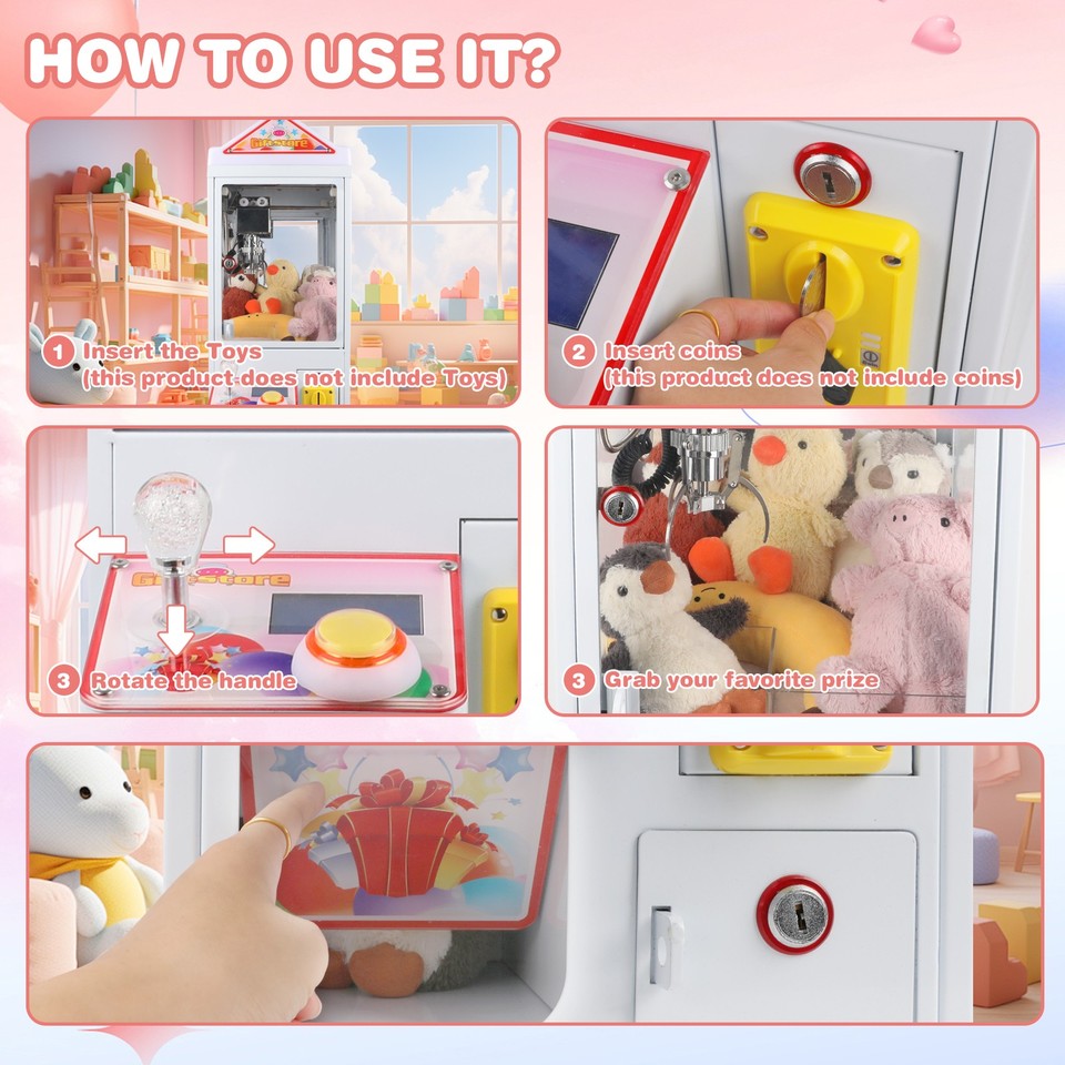 Mini Claw Crane Machine 110V Candy Toy Catcher Grabber Carnival Charge ...