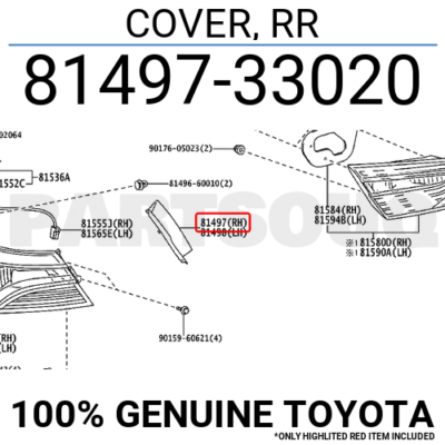 8149733020 Genuine Toyota COVER, RR 81497-33020 | eBay