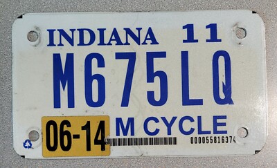 2011 Indiana Motorcycle License Plate Tag Plate # M675LQ Free Shipping ...