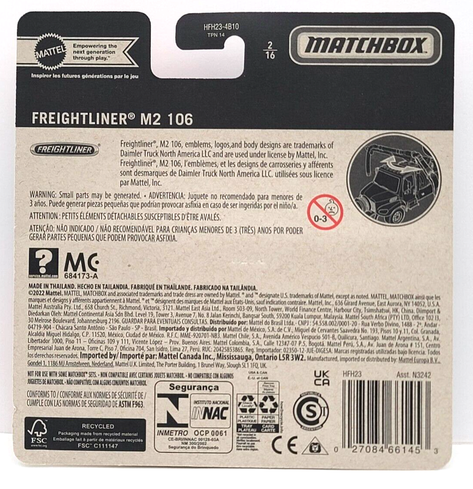 2022 MATCHBOX - WORKING RIGS - FREIGHTLINER M2 106 - TOXIC TANK NUCLEAR ...