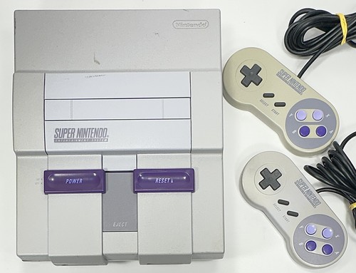 Super Nintendo SNES SNS-001 Console 2 Controllers! OEM Power Supply ...