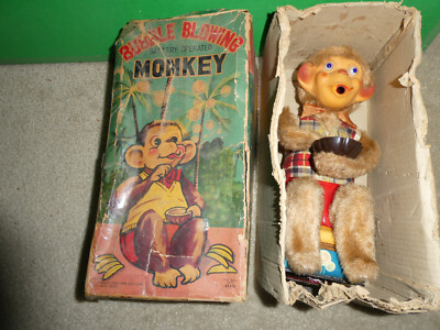 Vintage 1950s Alps Japan Battery Operated Bubble Blowing Monkey Toy in ...