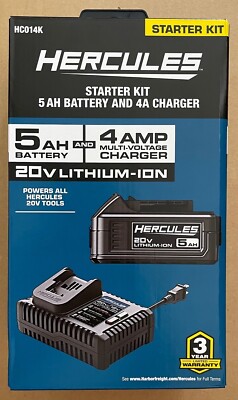 BRAND NEW Hercules 20V Lithium-Ion 5AH And 4AMP Starter Kit HC014K ...