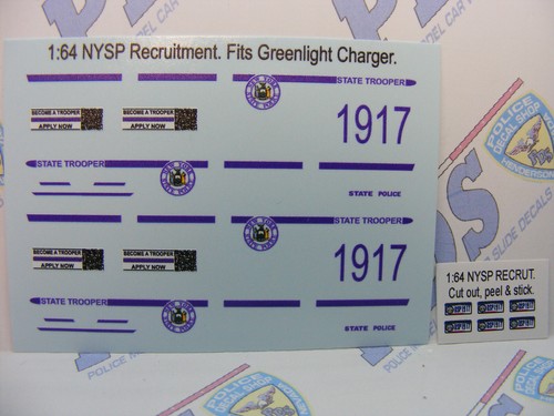 New York State Police Recruitment Markings 1/64 Decals Fits Greenlight ...