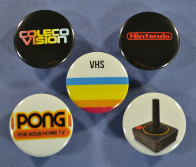 Coleco Vision Nintendo Pong Atari VHS 70s 80s Old School 1.5" Pinback ...