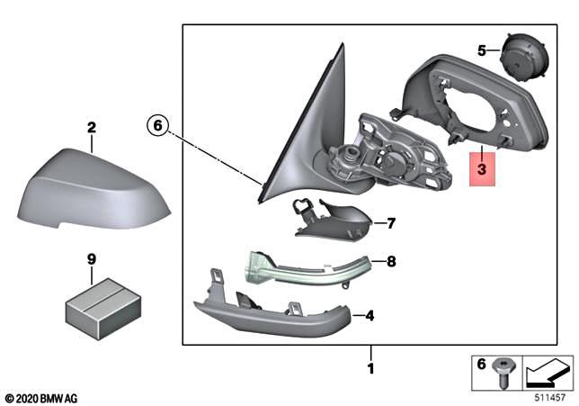 Genuine BMW Shadow Line Wing Mirror Surround Support Ring Right ...