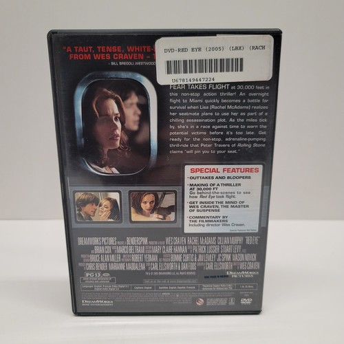 Red Eye DVD 2005 Wes Craven Plane Thriller Rachel McAdams Cillian ...