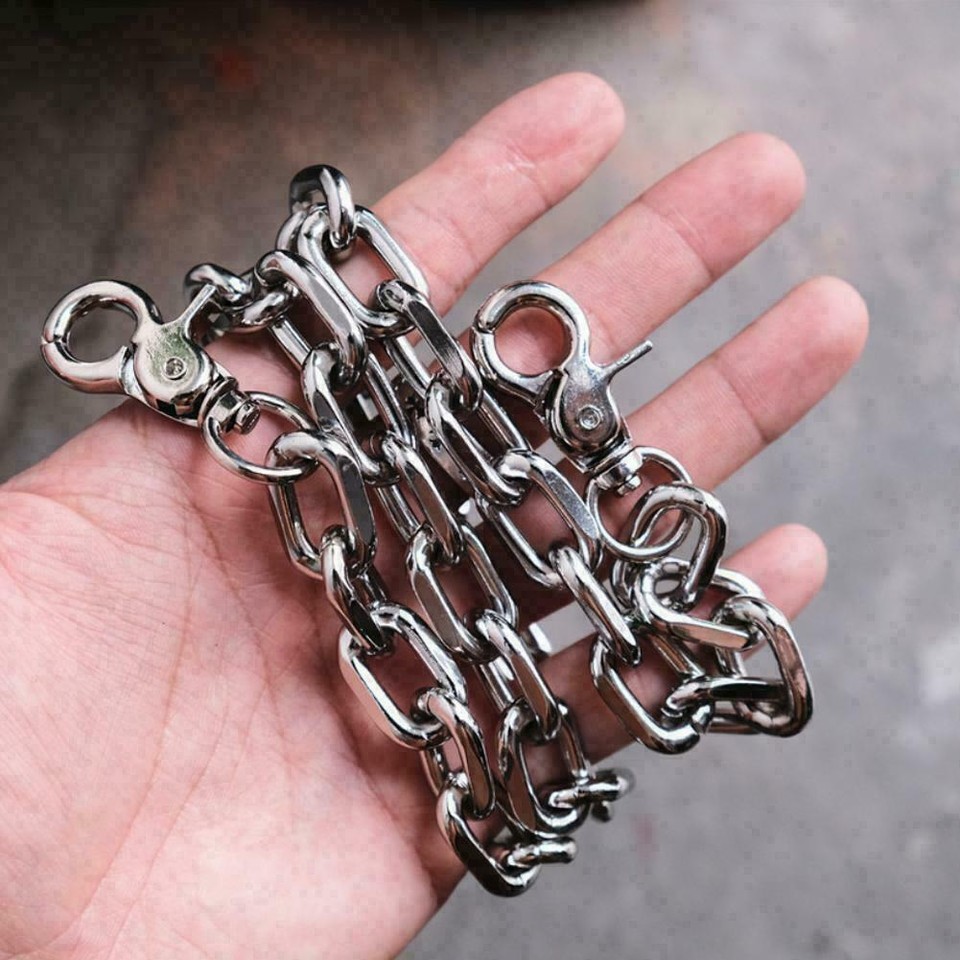 Men Women Silver Metal Wallet Chain Jeans Biker Rocker Thick B Chunky ...