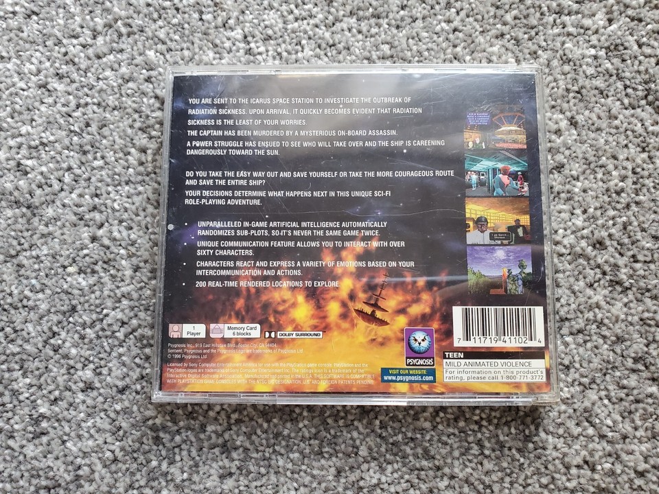 Sentient (Sony PlayStation 1, 1996) PS1 Complete CIB Tested & Working ...
