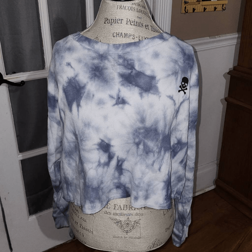 Soul Soulcycle Womens Tie Dye Blue Thermal Logo Crop Top Large | eBay
