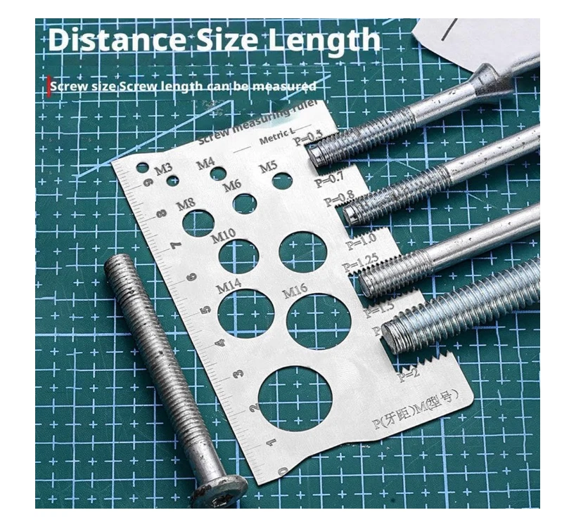 Screw Thread Pitch Gauge Ruler Bolt Size Gauge for Measuring Bolt Nut ...