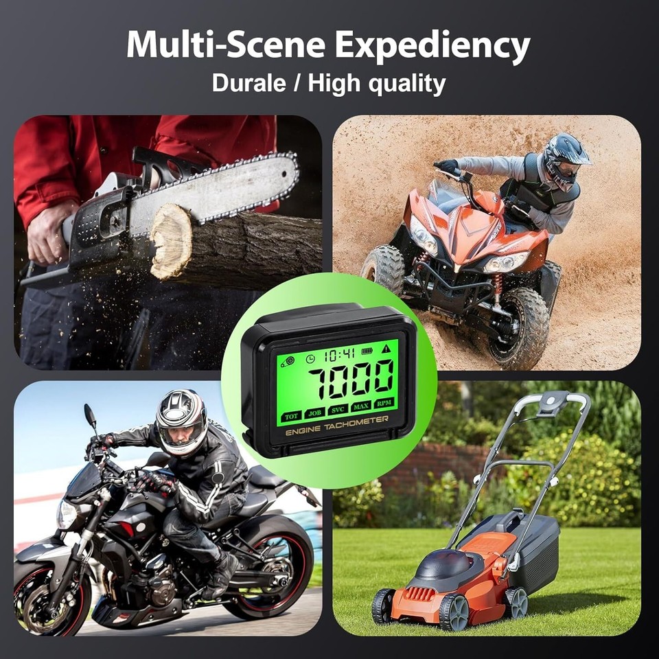 Digital Tachometer Tach Hour Meter Small Engine Tachometer with RPM ...
