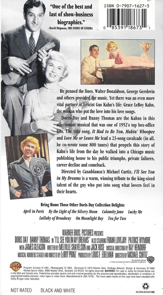 I'll See You in My Dreams (VHS) 1951 Doris Day, Danny Thomas, Frank ...