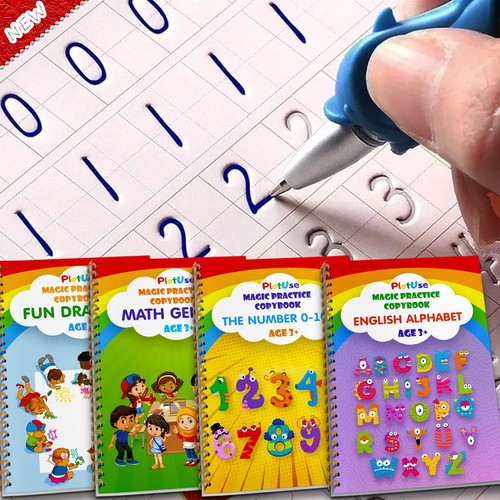 Magic Practice Copybook for Kids Ages 3–5 Grooved Reusable Tracing ...