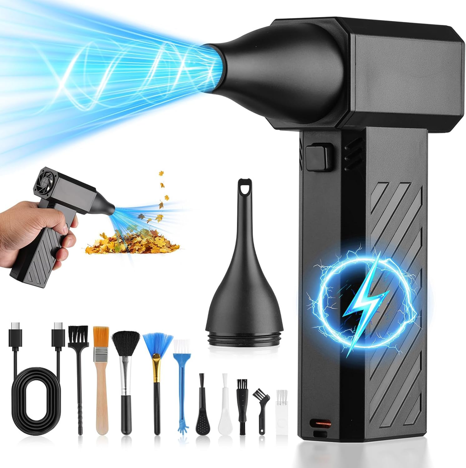 Compressed Air Duster, 130000RPM Super Powerful Electric Air Duster, 4 ...