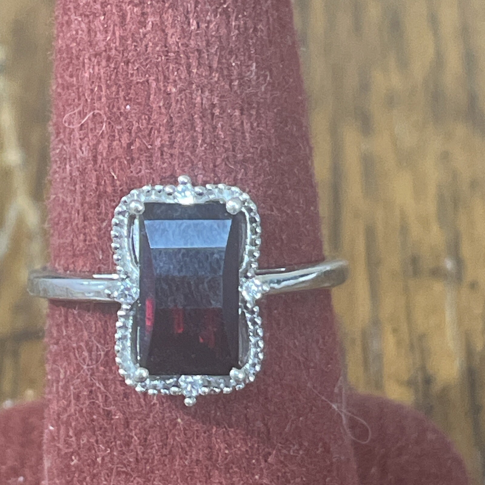 BBJ 925 Sterling Vtg Garnet Rectangle Cut Artisan Ring Sz 8 | eBay