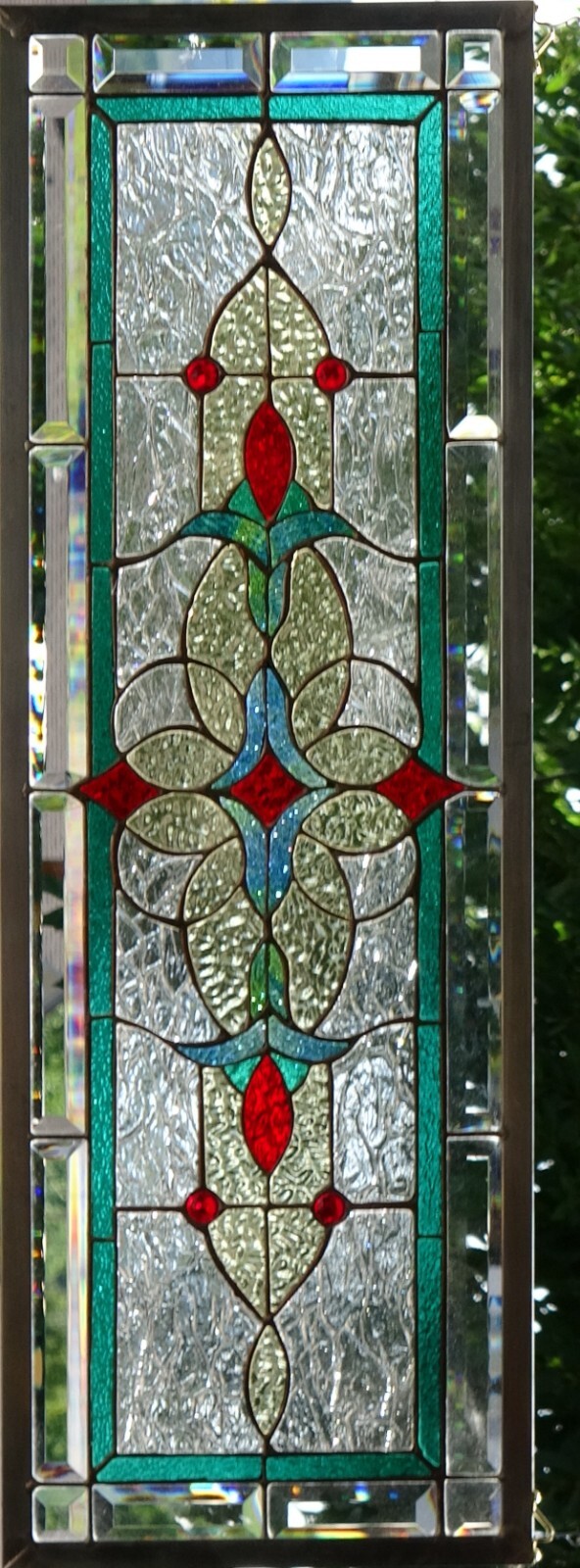 Stained Glass Transom window HANGING PANEL 36 1/4 X 13 incl hooks | eBay