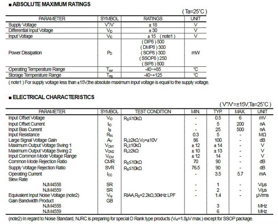 10pcs DIP IC OP Amp Amplifiers NJM4558D 4558D 4558 Dual Channel * JRC ...