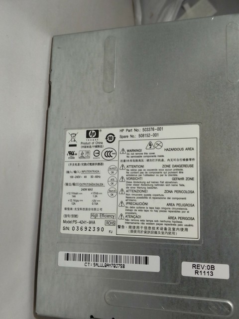 HP Elite 8000 Power Supply D2402e0 503376-001 508152-001 240w for sale ...