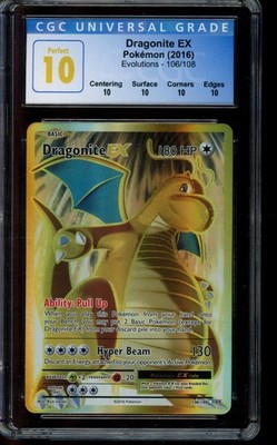 CGC 10 PERFECT Pokemon Dragonite EX Evolutions Holo 106/108 | eBay