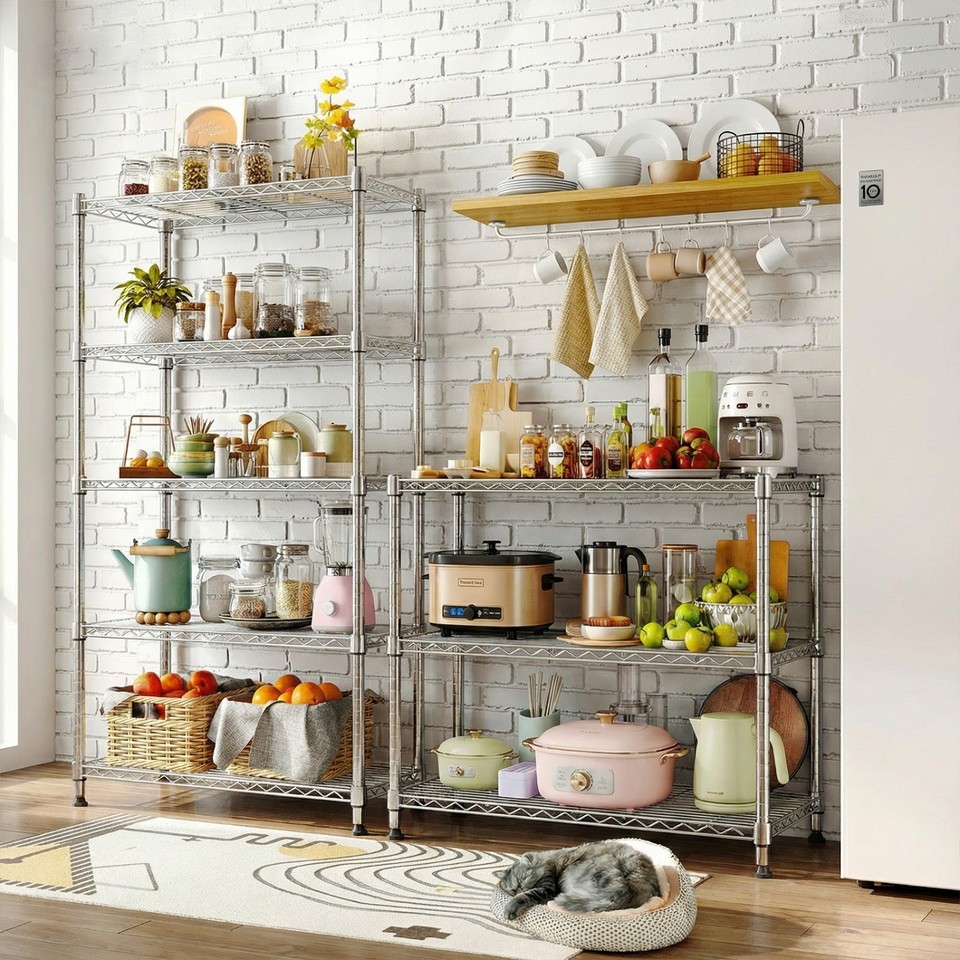 M MZG 4 Tier 1000 LBs Black Storage Shelving Unit Steel Organizer Wire ...