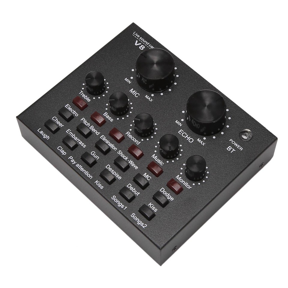 2X V8 Sound Card Audio Set Interface External USB Live Microphone ...