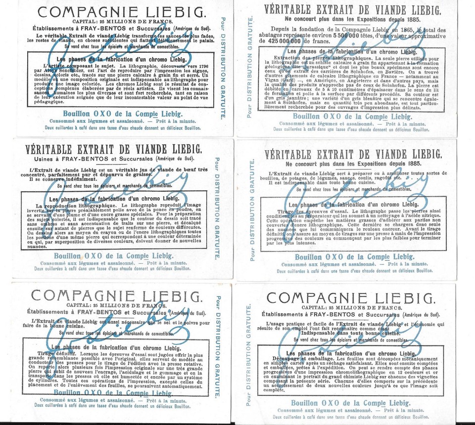 LIEBIG CARDS, THE PRODUCTION OF A LIEBIG CARD 1906 Set of 6 Cards (S850 ...