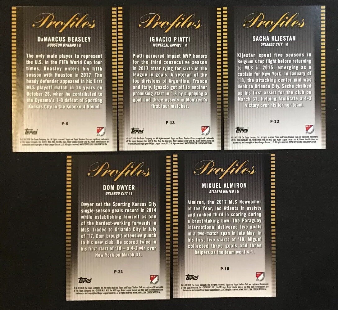 2018 Topps Stadium Club MLS Soccer Profiles Insert Cards Lot You Pick ...